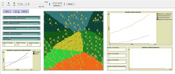 Simulace populací včel (Netlogo) - Simulace.info